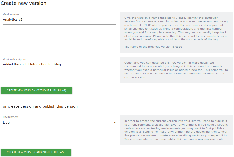 Publish a new version in tag manager FAQ - Tag Manager - Matomo ...
