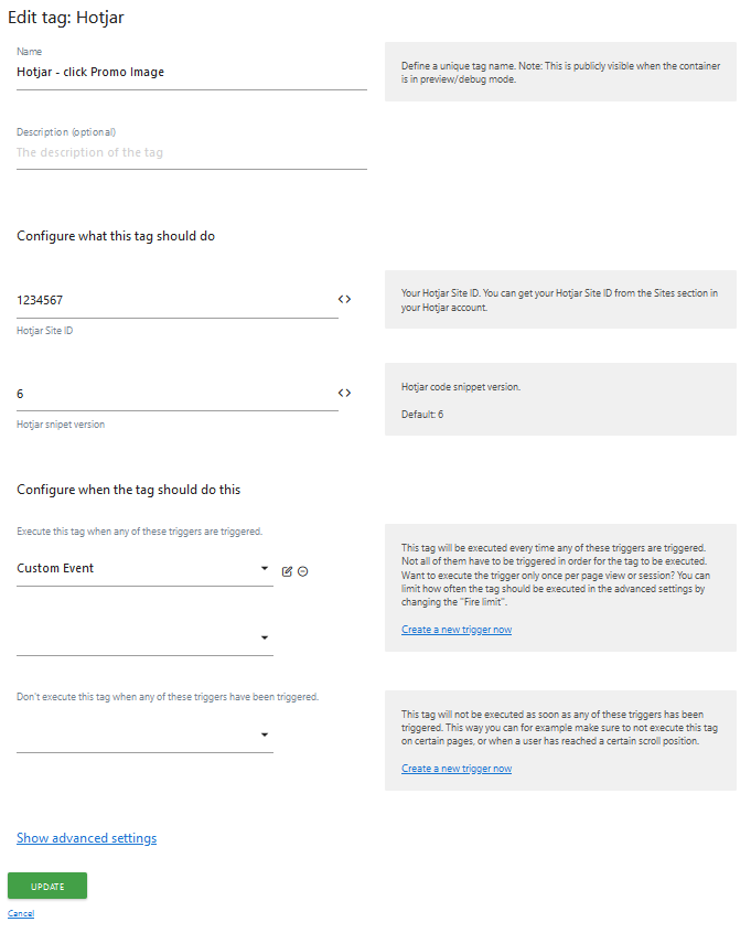 How to configure the Hotjar Tag in Matomo Tag Manager FAQ - Tag Manager - Matomo Analytics Platform